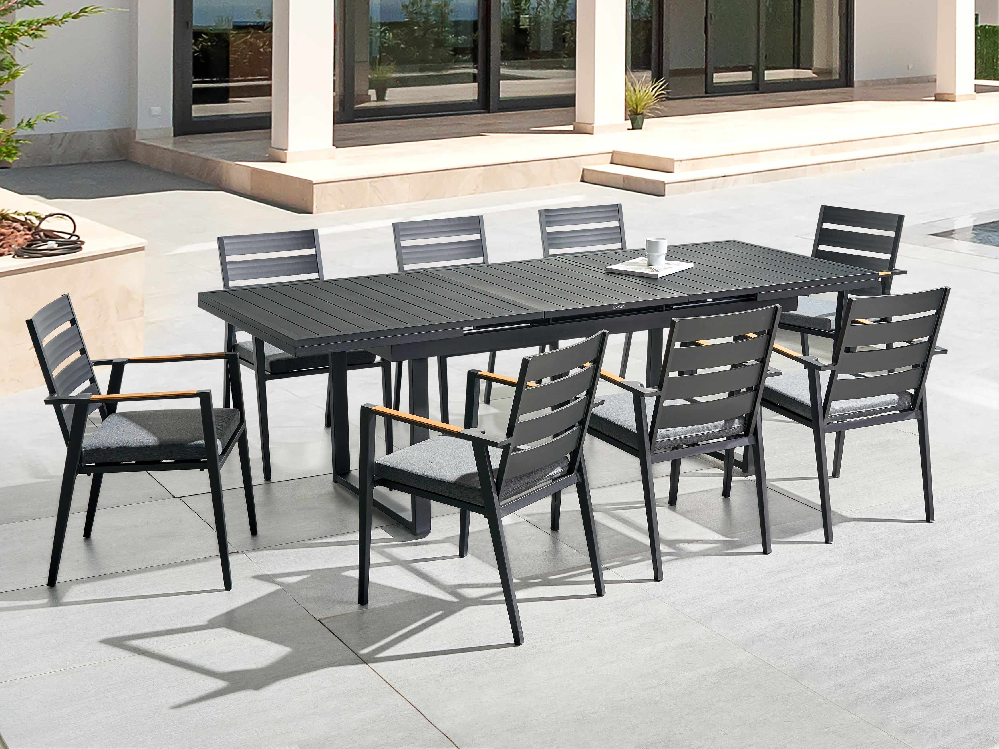 Extending Garden Dining Table VALCANETTO 180/240 cm 90 cm Metal Black ...