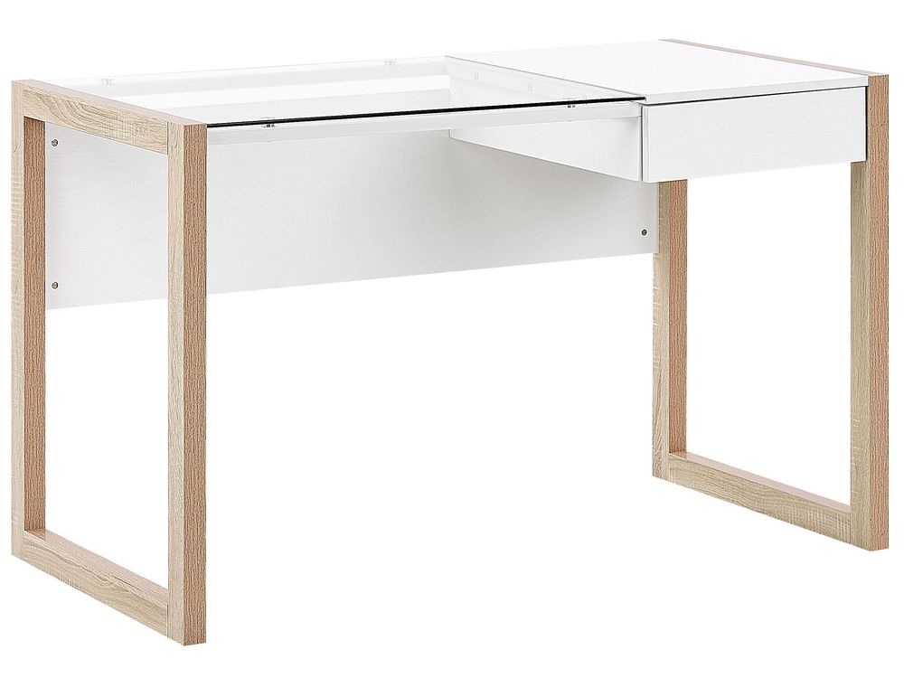 1 Drawer Home Office Desk 120 x 60 cm White with Light Wood JENKS Beliani