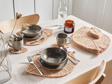 12 Piece Placemats and Coasters Set QUANDONG Natural Jute | Beliani.co.uk