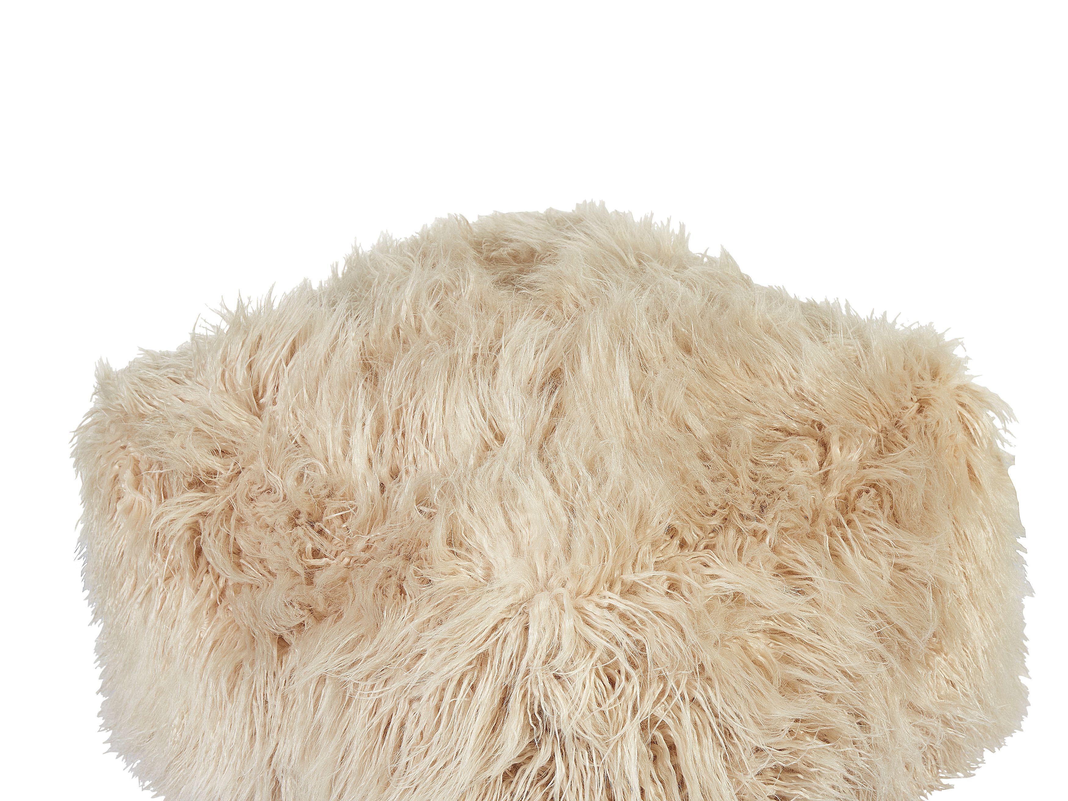 Faux Fur Pouffe Beige MUKKI | Beliani.co.uk