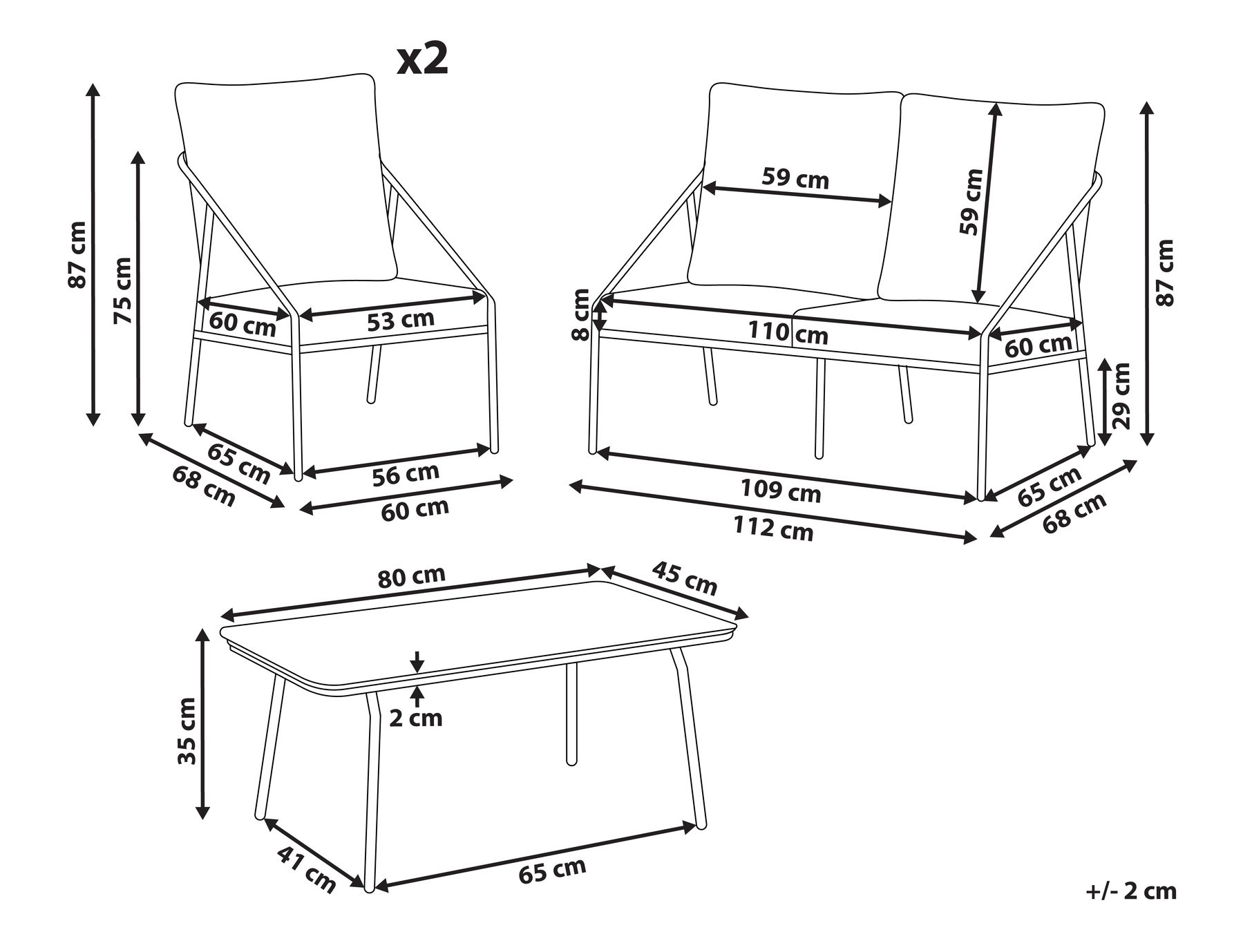 Kerti ülőgarnitúra asztallal 4 személyes USTICA Fém Fekete | Beliani.hu