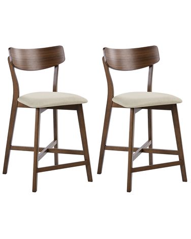 Set di 2 sedie alte HOLLY Legno Marrone/Beige | Beliani.it