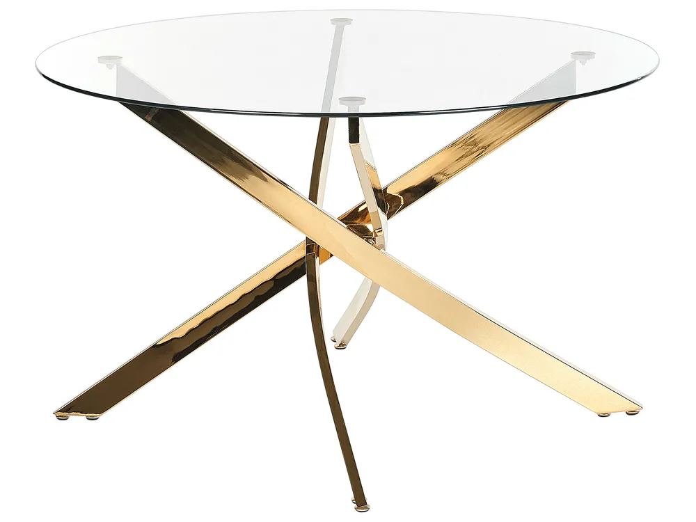 Dining Table MARAMO Gold 120 cm 120 cm Tempered Glass | Beliani.co.uk