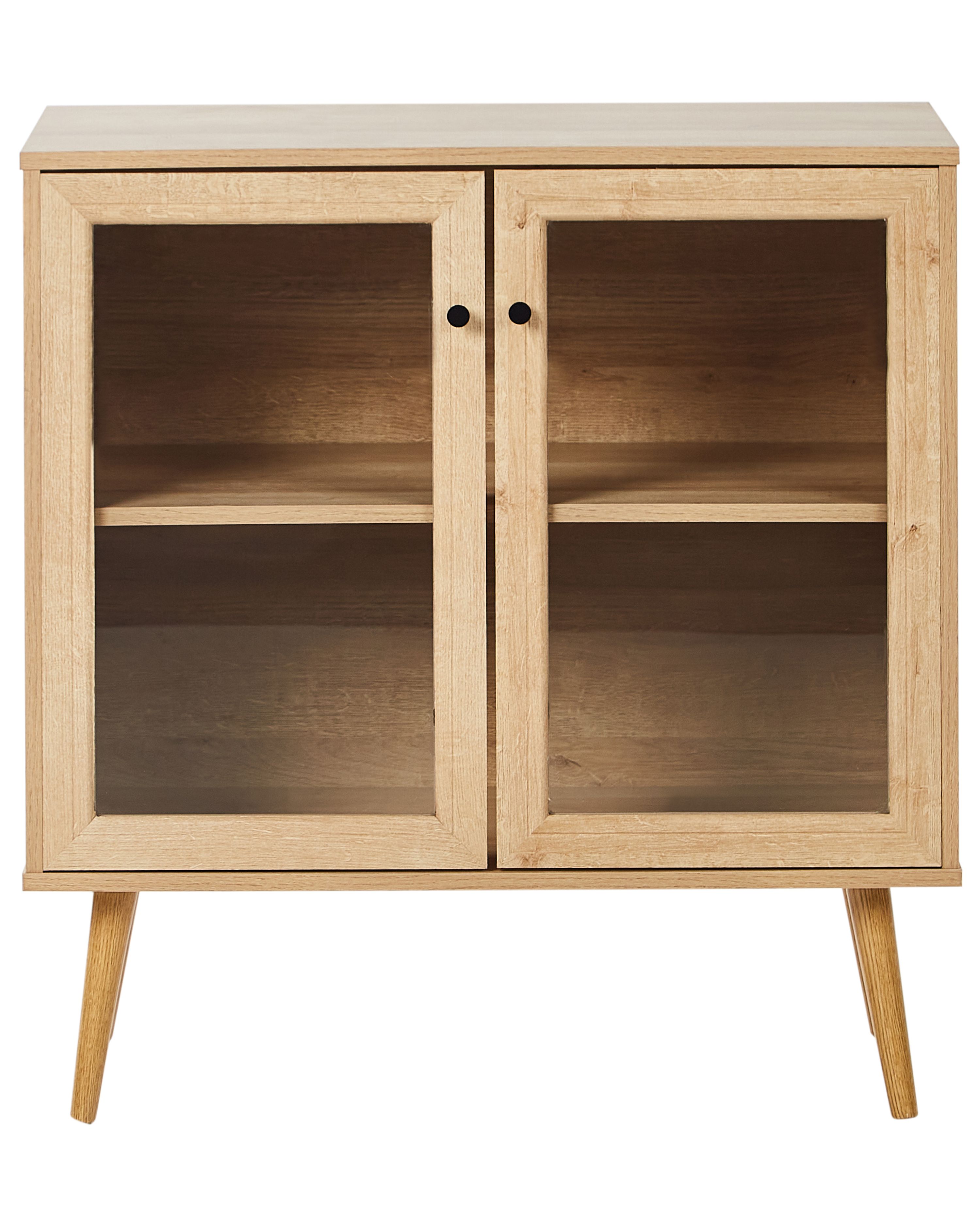 Senkki 2 ovea 2 hyllyä vaalea puu ALBANY | Beliani.fi