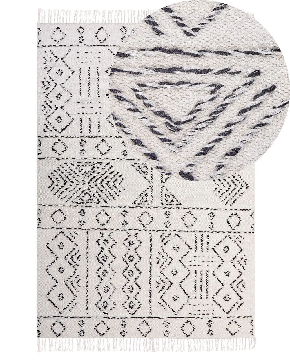 Rug ALKENT White 140 x 200 cm Wool | Beliani.co.uk