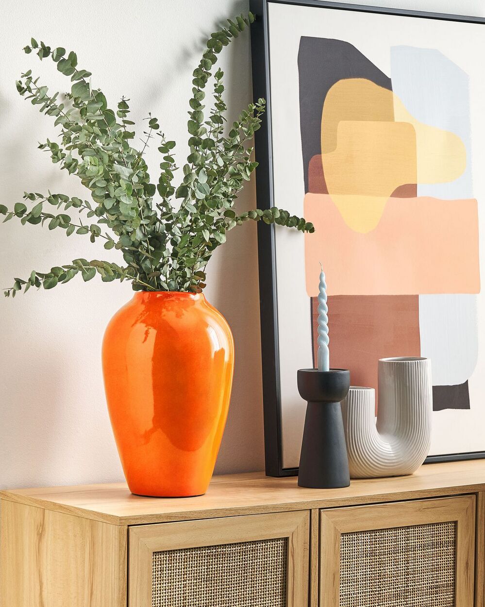 Flower Vase TERRASA Ceramic Orange Beliani.ch