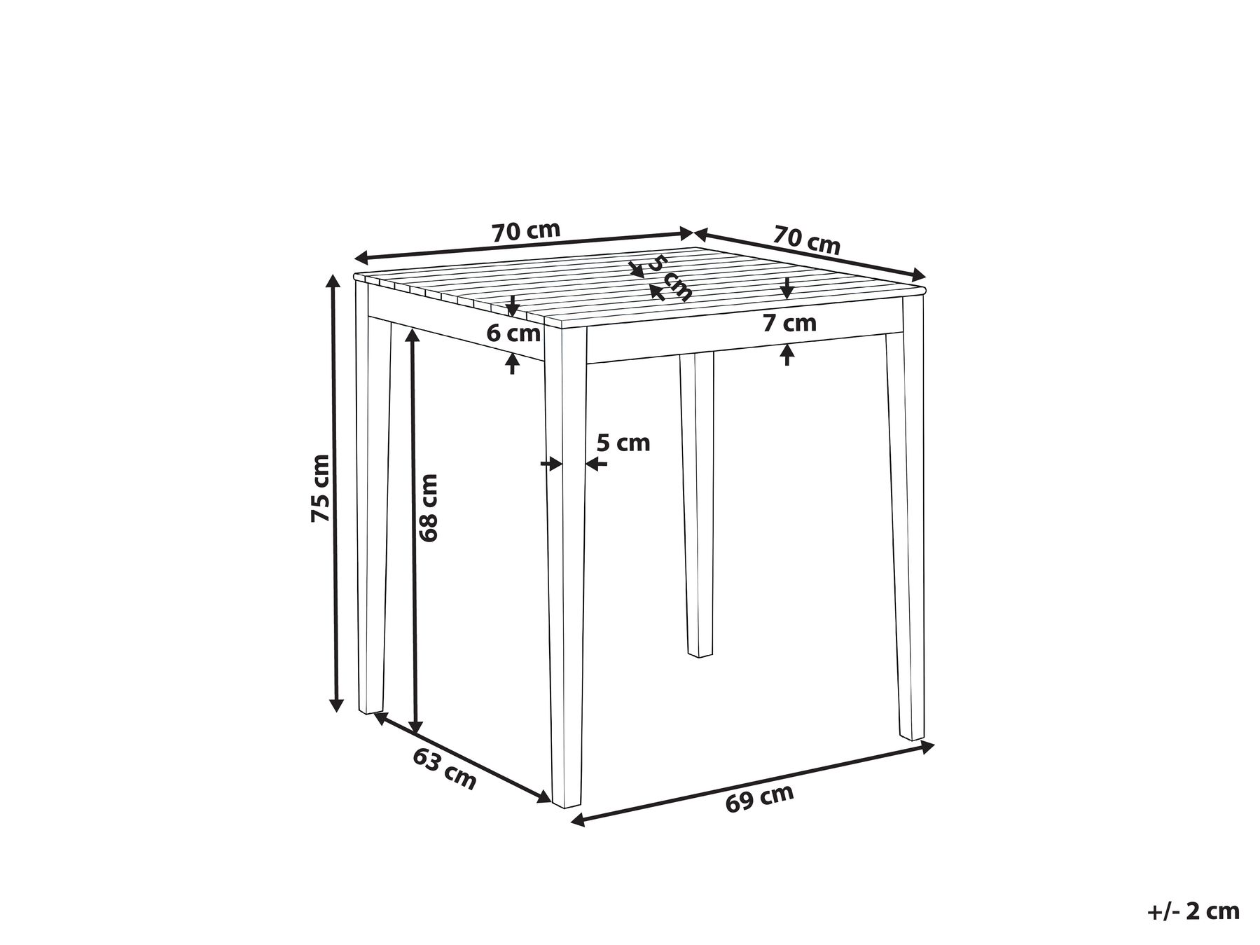 Bistro Table CHIOGGIA 70 cm 70 cm Certified Acacia Wood Light Brown ...