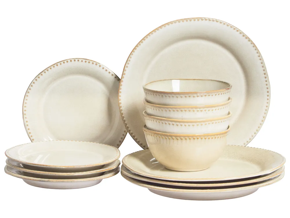 Set of 16 Dinnerware JUNIPER Stoneware Light Blue | Beliani.co.uk