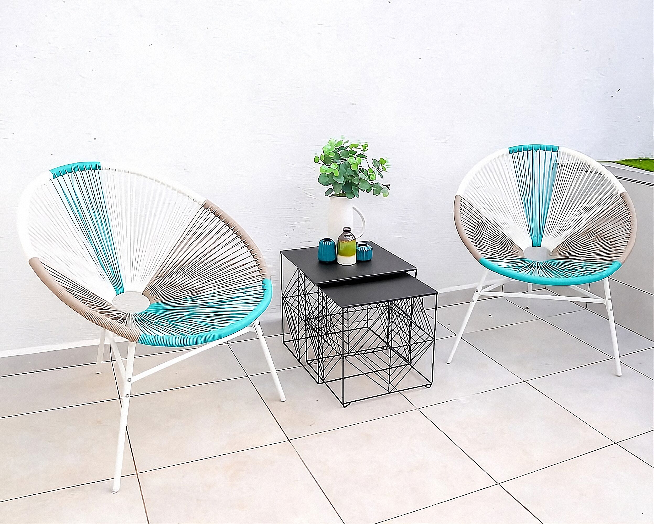 Gartenstuhl 2er Set ACAPULCO Polyrattan Weiss | Beliani.ch