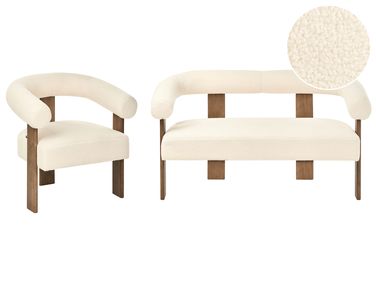 Sofa Set ILBRO Bouclé Cremeweiß | Beliani.at