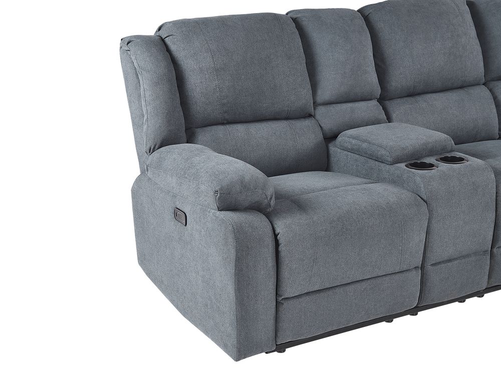 Grey fabric recliner corner sofa store
