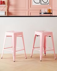 Set of 2 Bar Stools CABRILLO Metal Pink | Beliani.co.uk
