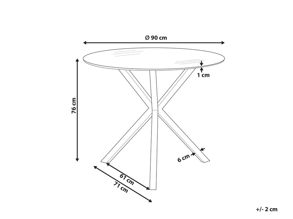 Glass Top Round Dining Table 90 cm Gold SAVONI Beliani