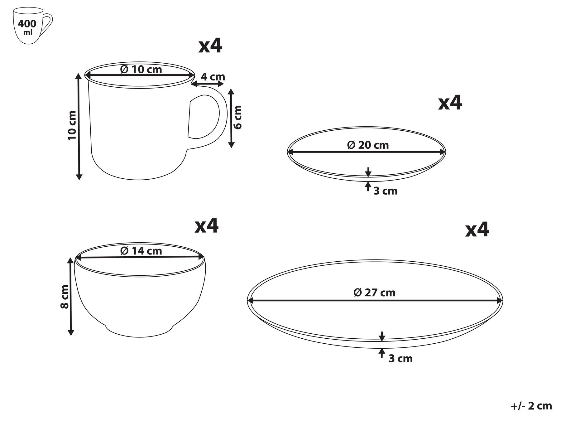 Conjunto de 16 peças de louça CINNAMON Grés Branco creme | Beliani.pt