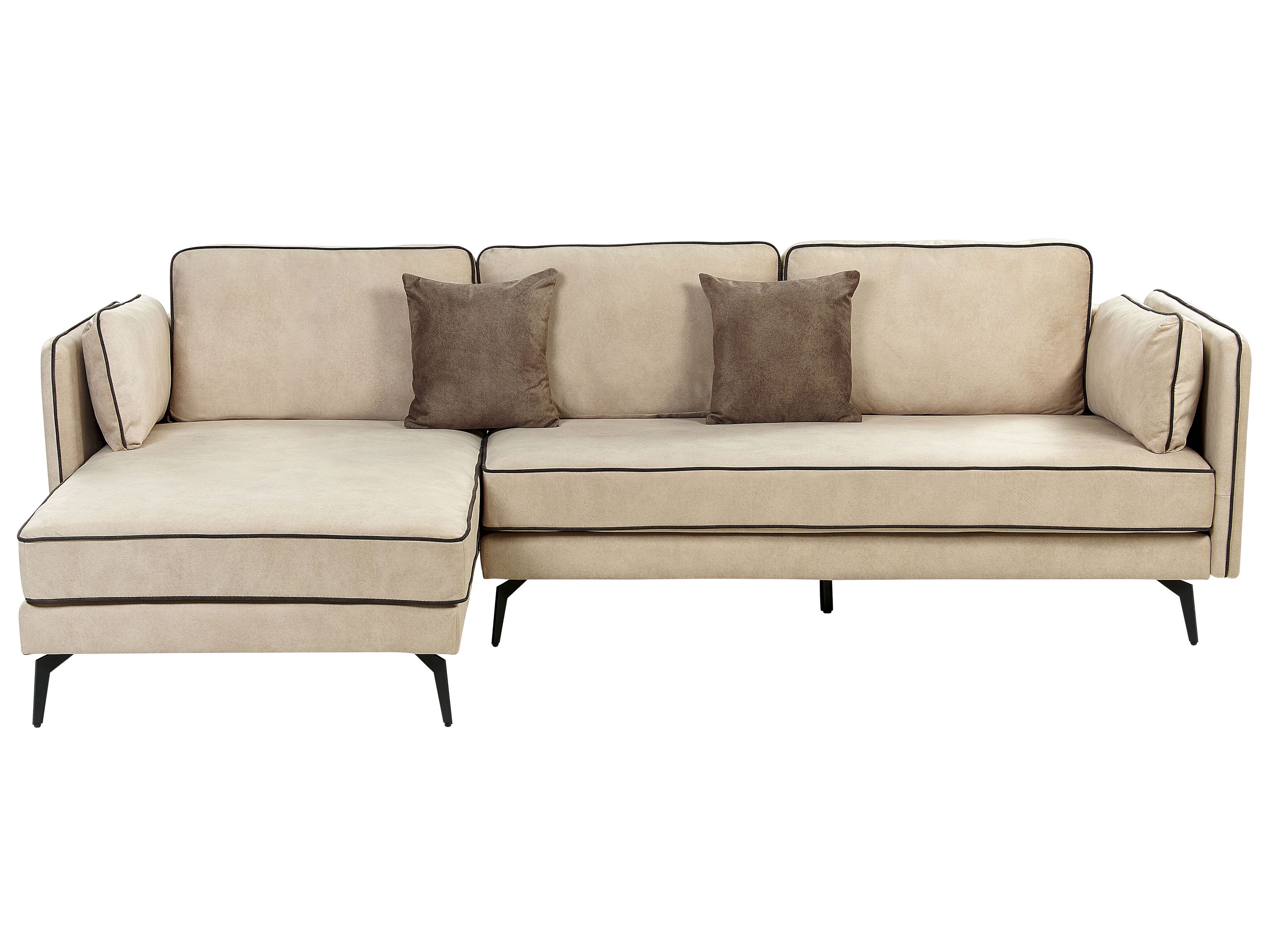 Corner Sofa ALTAN Velvet Beige 3 Seater Right Hand | Beliani.co.uk
