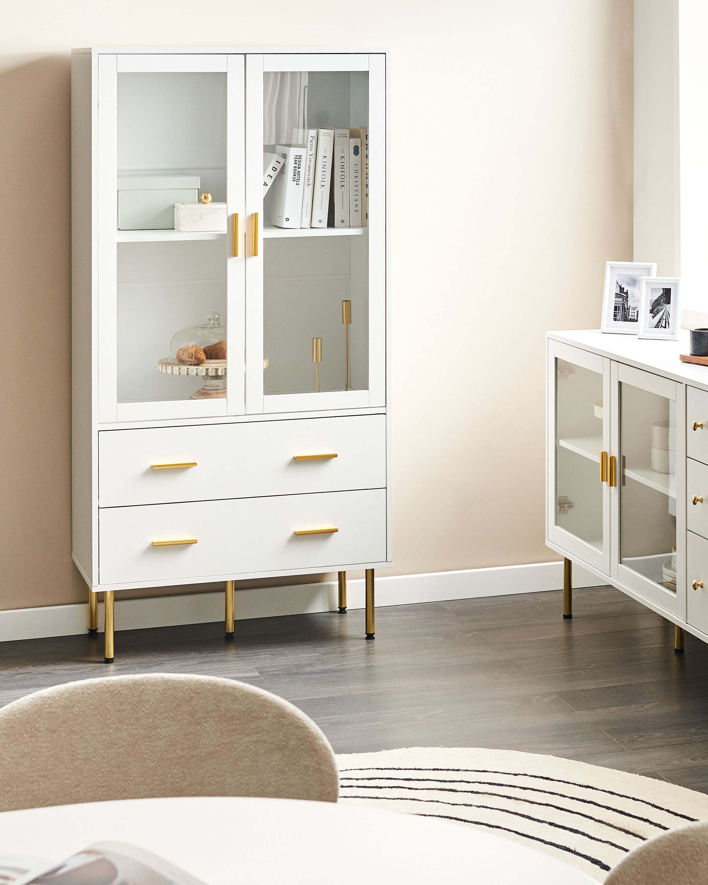 Vitrineskab MILORA 80 cm Hvid | Beliani.dk