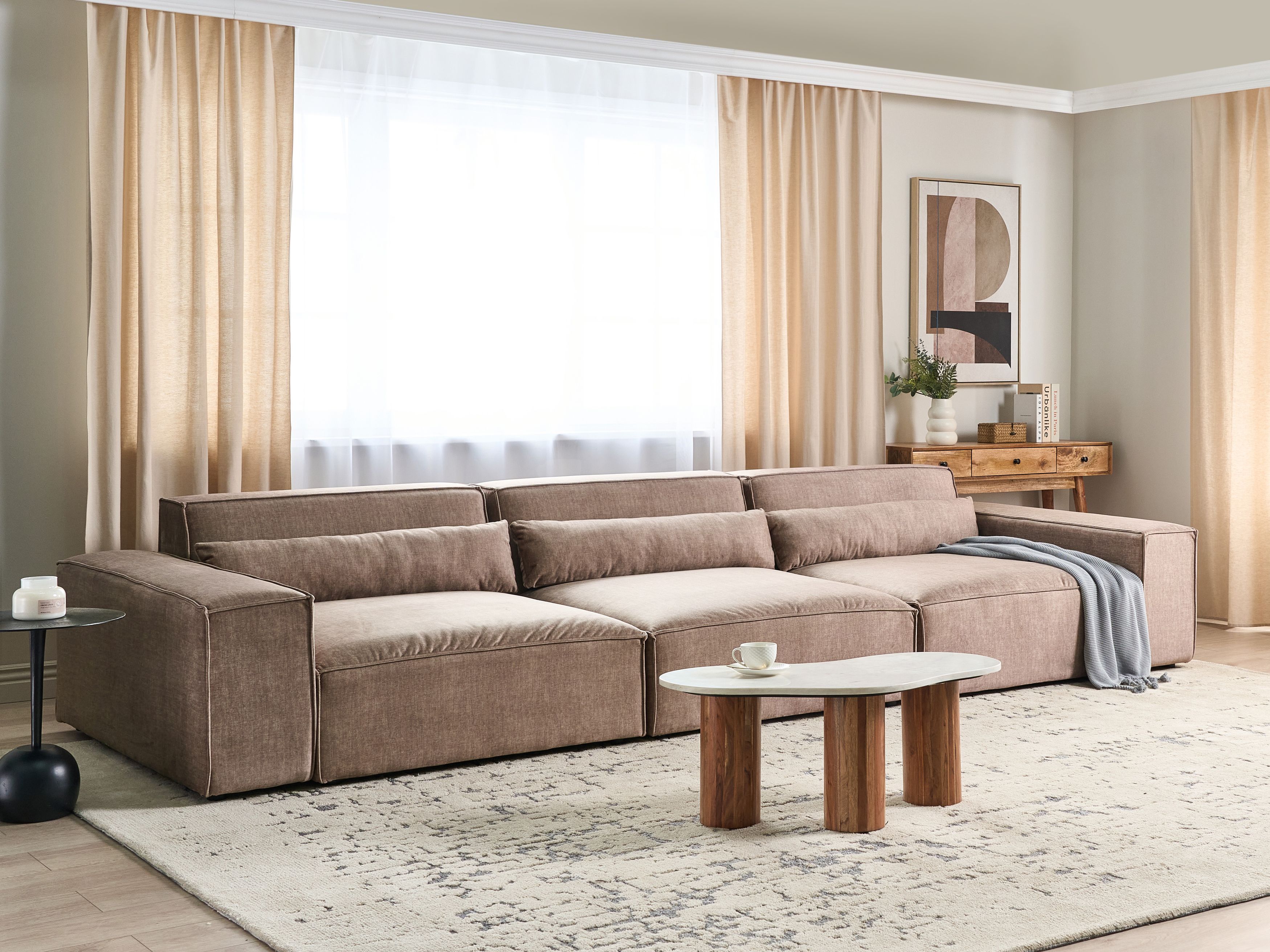 3-Sitzer Sofa hellbraun HELLNAR | Beliani.de
