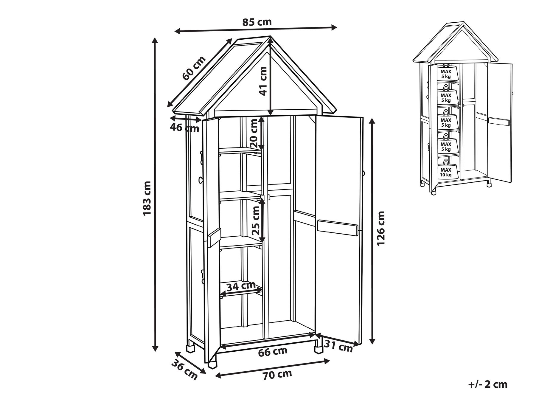 Szerszámoskamra SENIGA 85 cm 46 cm Szürke | Beliani.hu