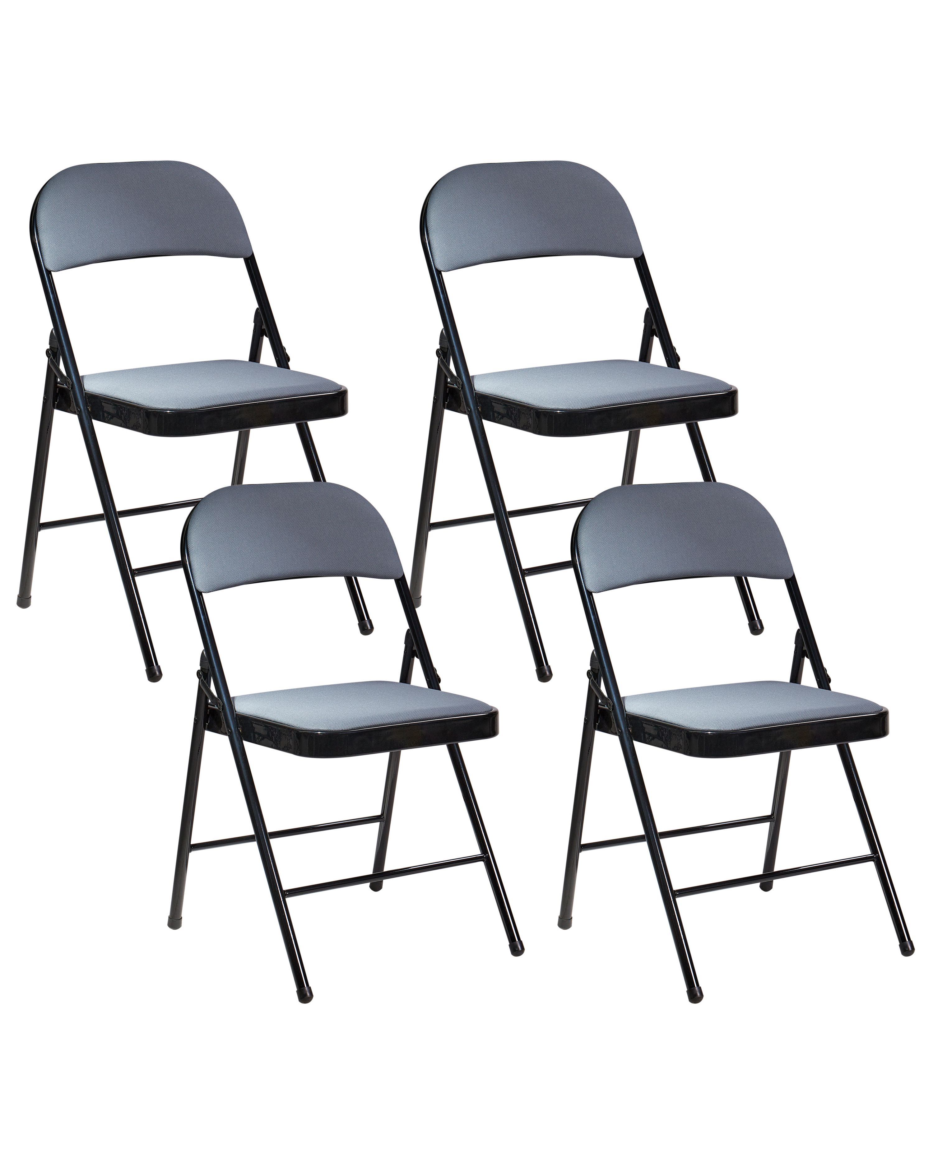 Set of 4 Folding Chairs Dark Grey and Black SPARKS | Beliani.co.uk