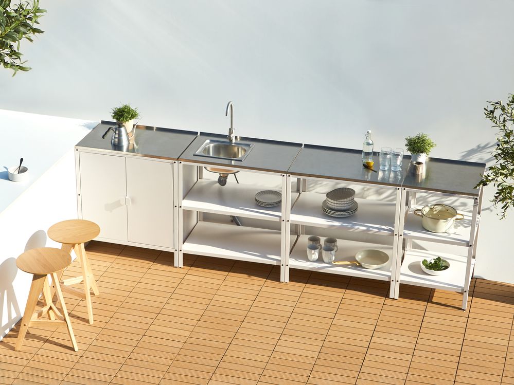 2 Piece Outdoor Kitchen Set with Sink VILAMA Metal Green | Beliani.co.uk