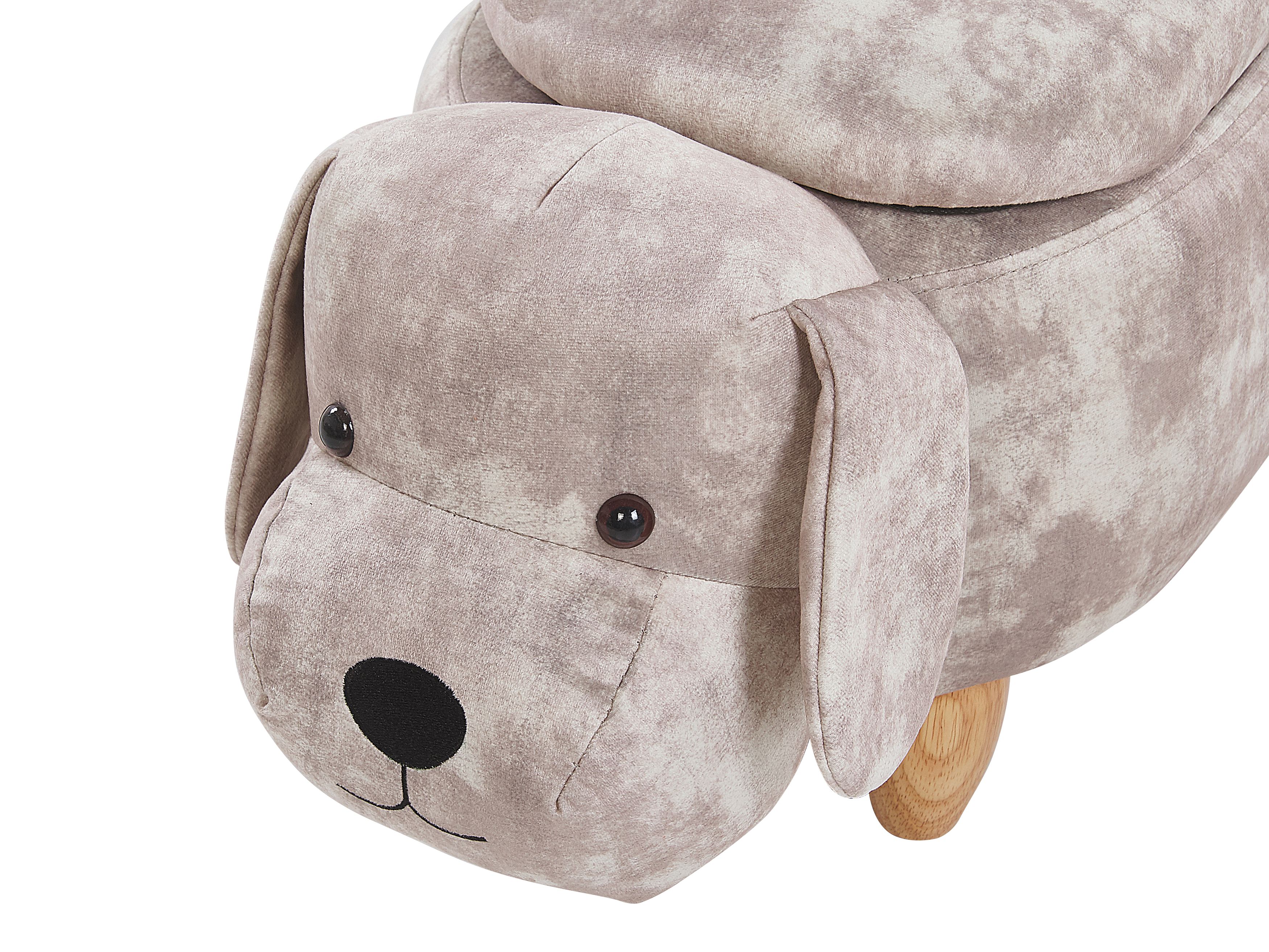 Velvet Storage Animal Stool Beige DOGGY | Beliani.co.uk