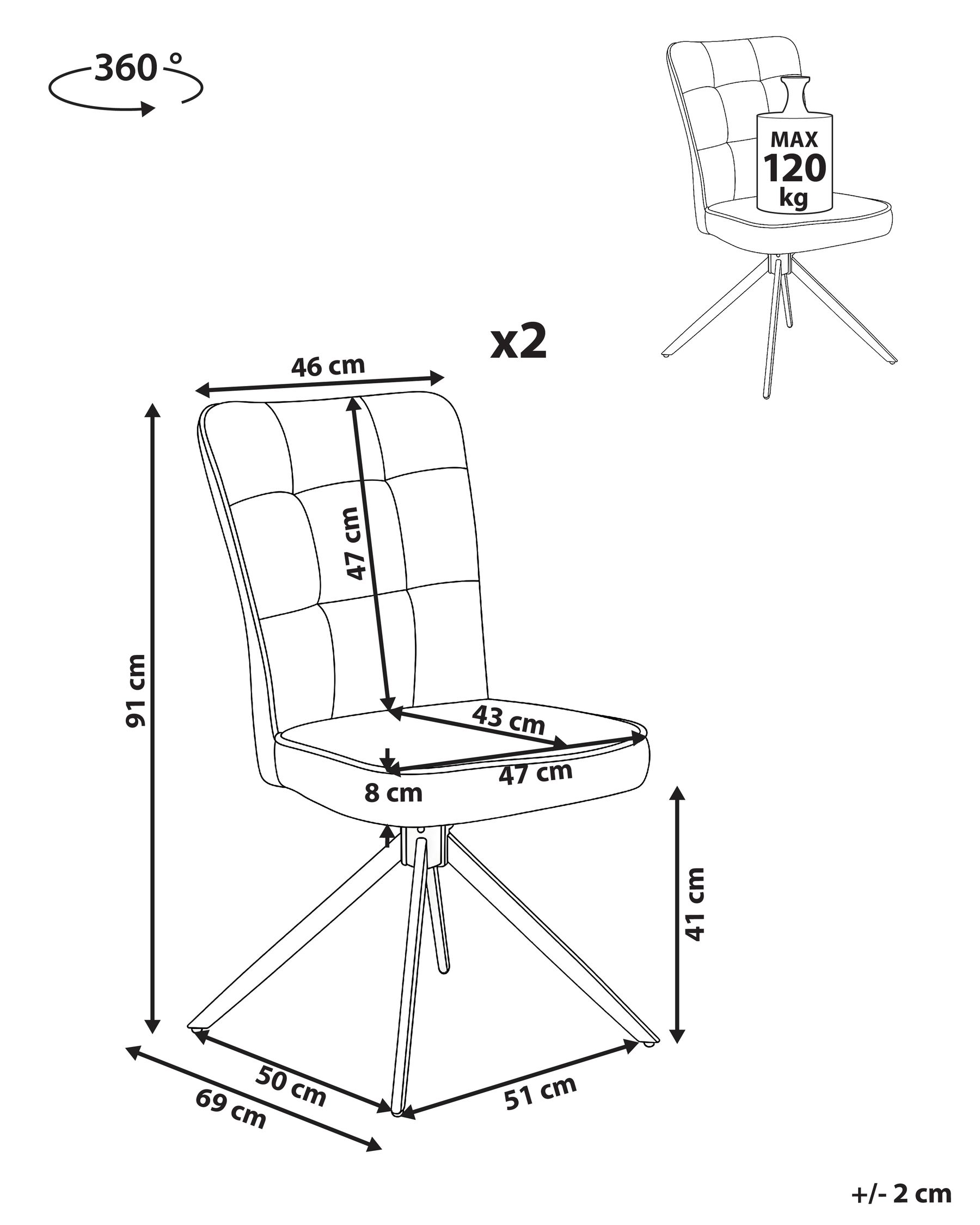 Set of 2 Dining Chairs Swivel RYAN Boucle Light Green | Beliani.pl