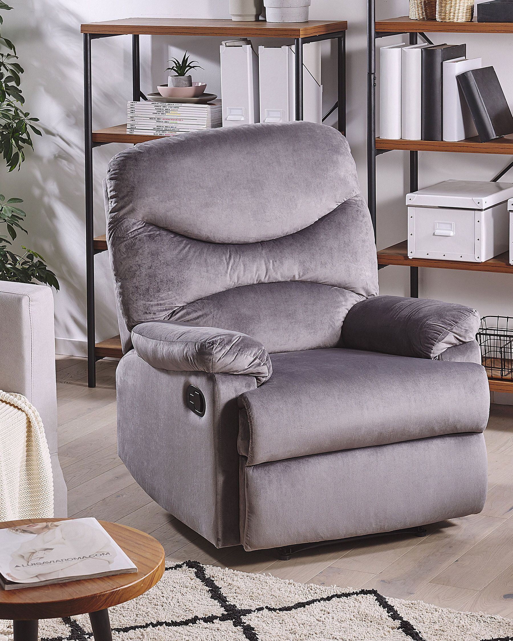 Velvet Recliner Chair Grey ESLOV | Beliani.co.uk