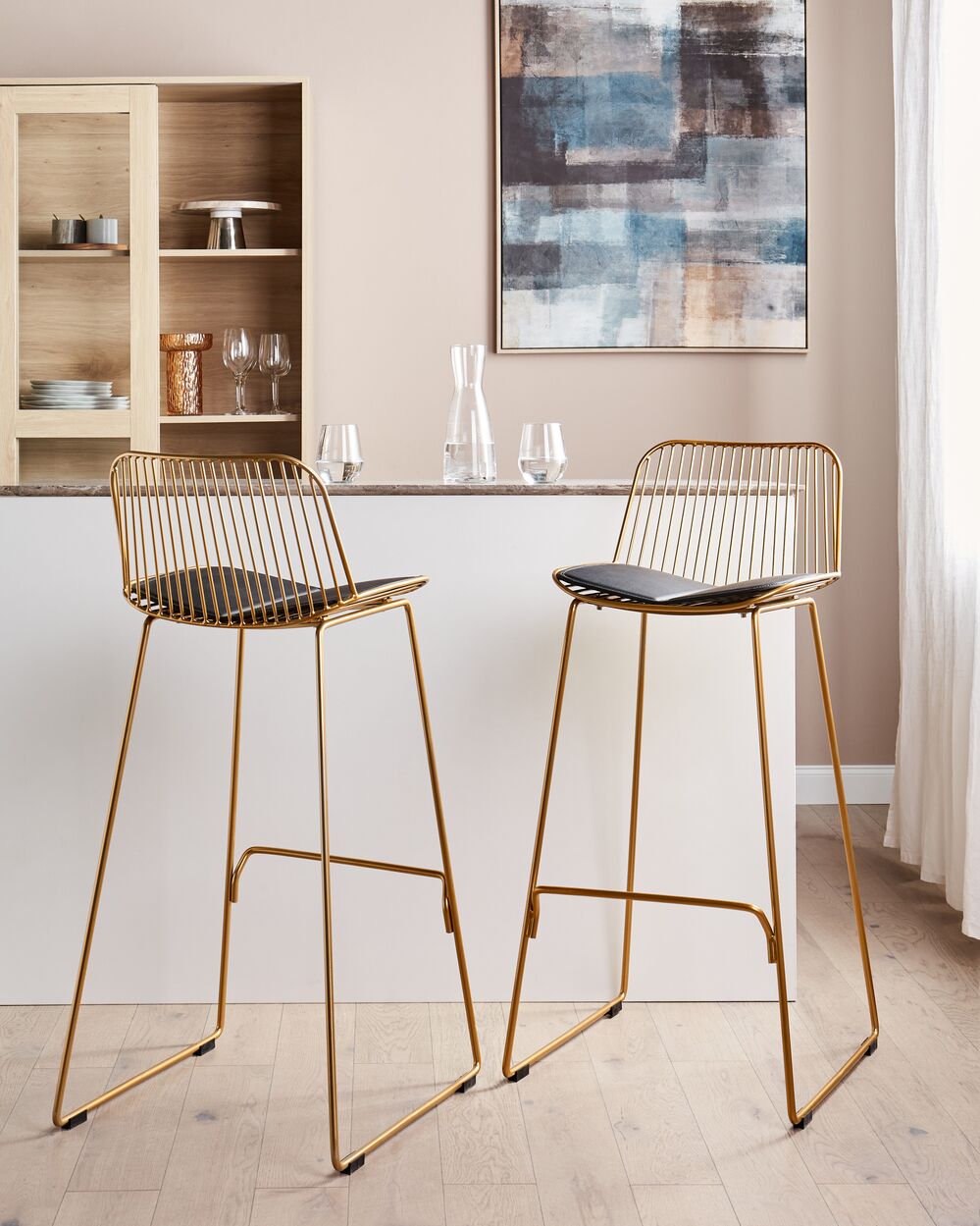 Set of 2 Bar Chairs BISBEE Metal Black | Beliani.co.uk