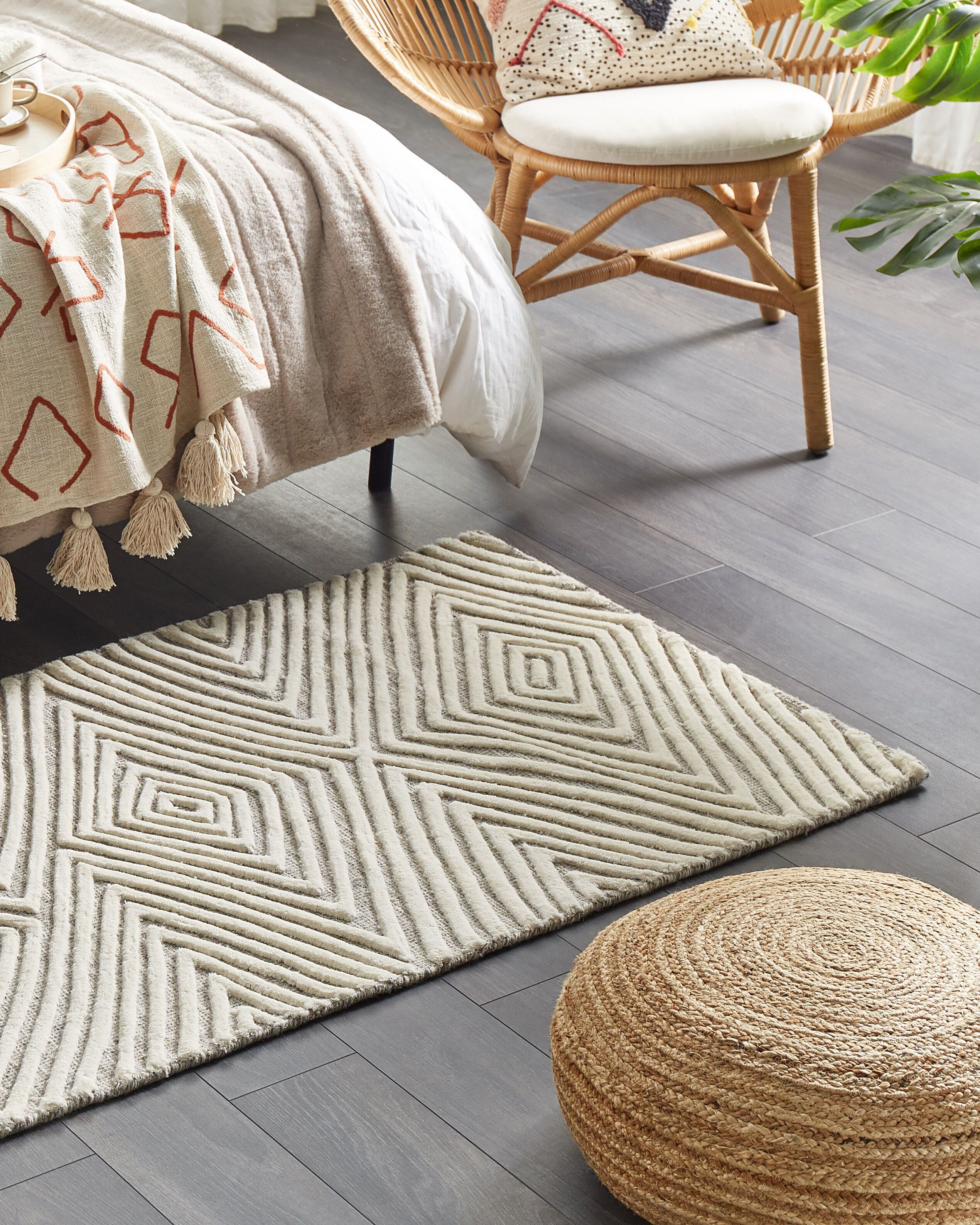 Puf ⌀ 50 cm beżowy TIFELT | Beliani.pl