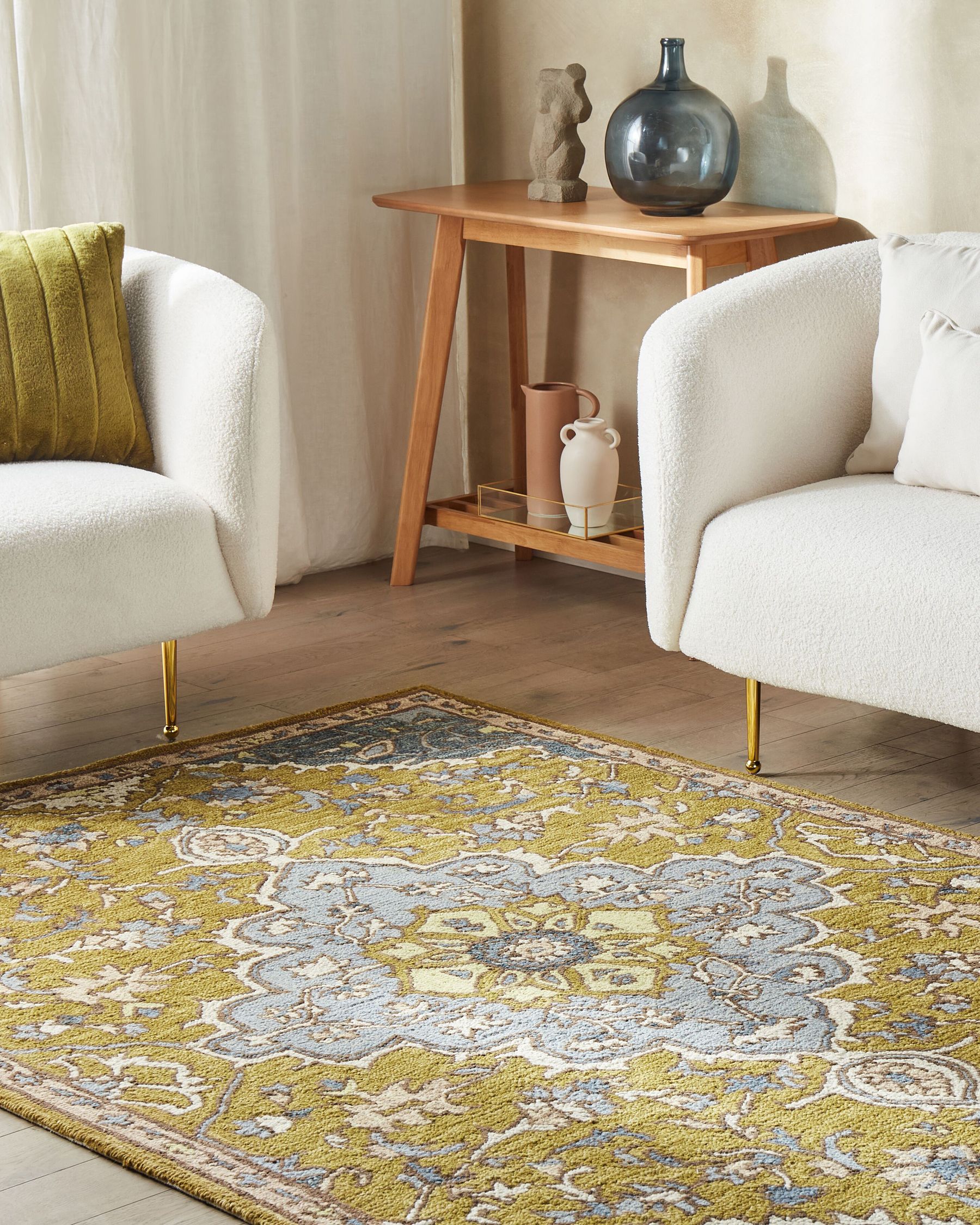 Tapis MUCUR Jaune 140 x 200 cm Laine | Beliani.fr
