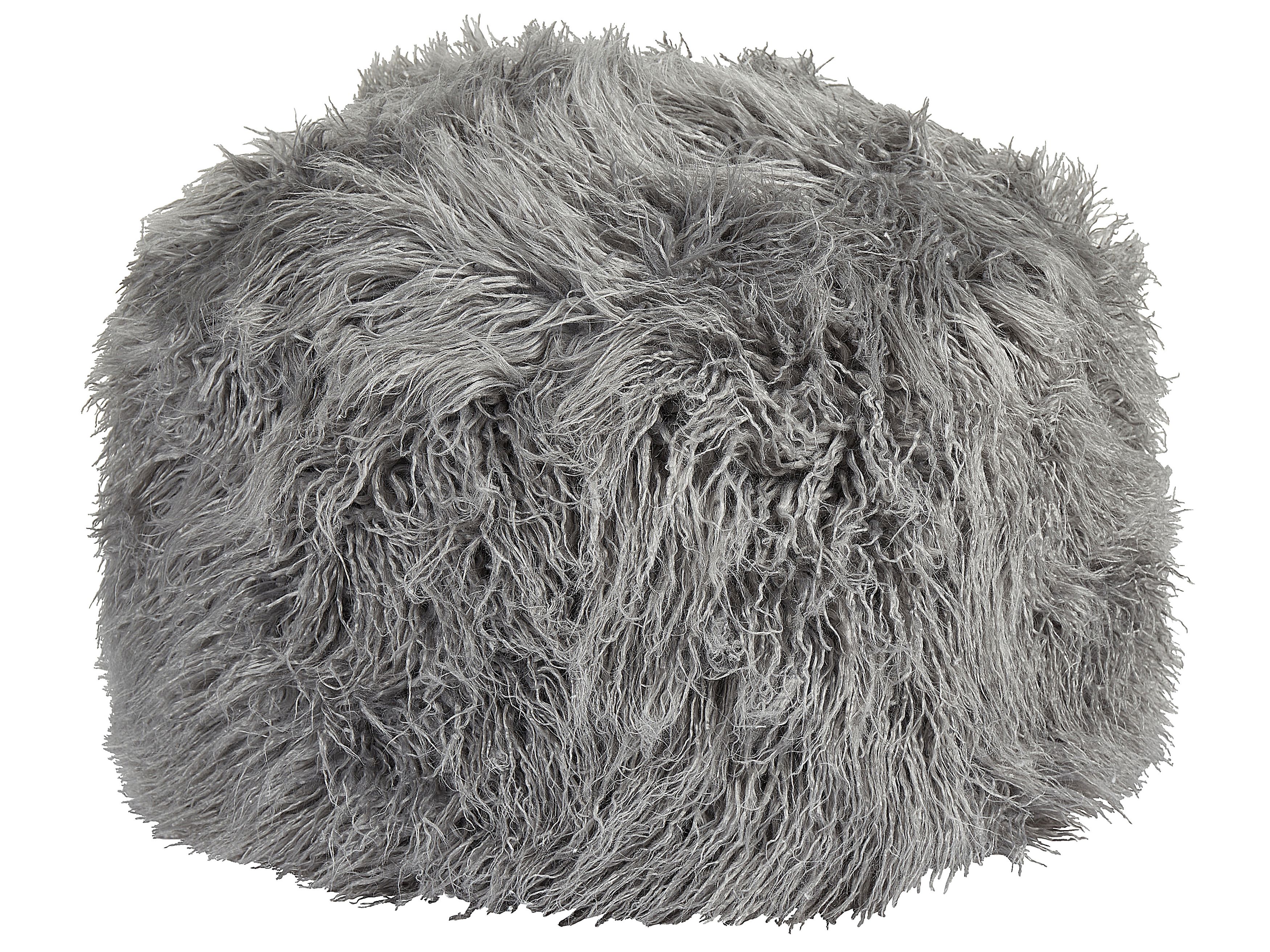 Pouffe TUKKI Faux Fur Grey 50 cm 50 cm 30 cm | Beliani.co.uk