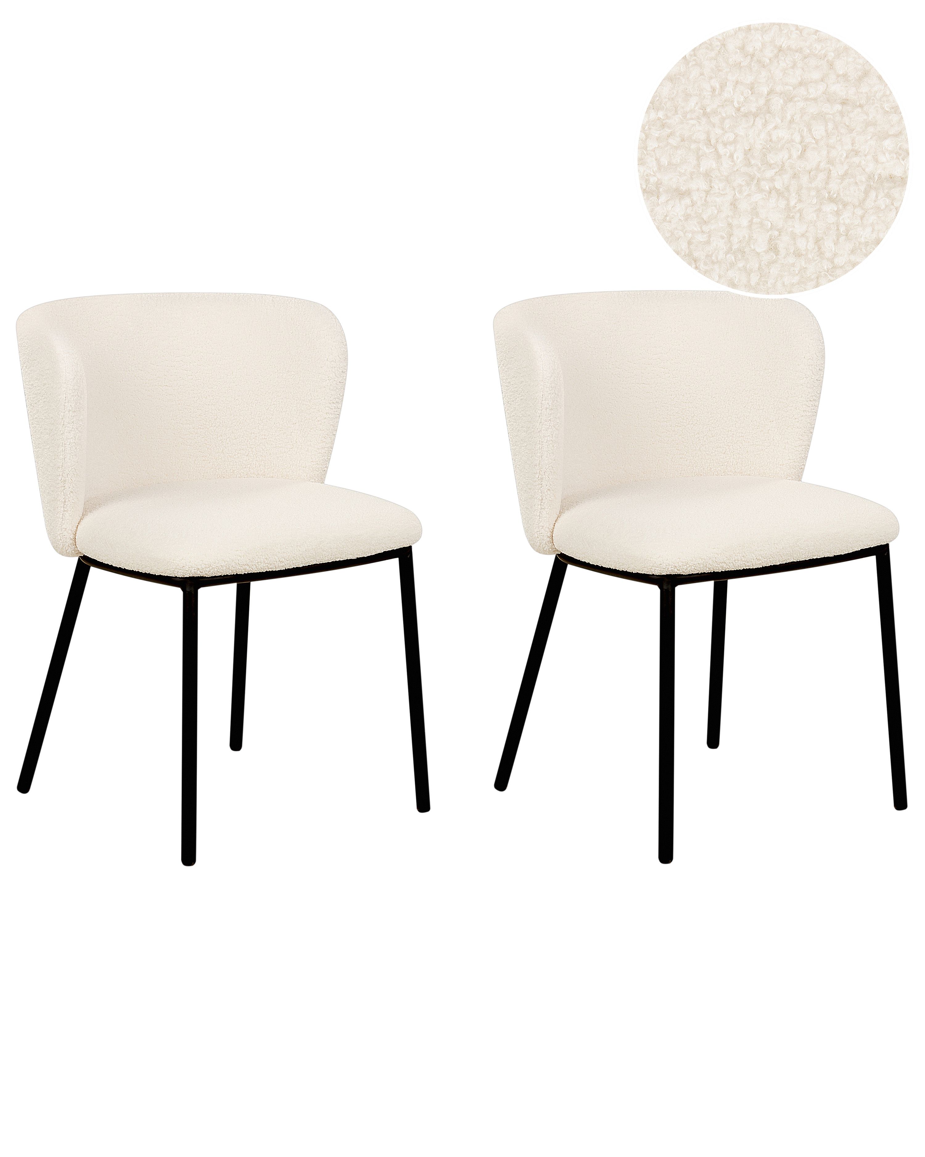 Set of 2 Dining Chairs MINA Boucle Off-White | Beliani.co.uk