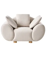 Armchair RINGEL with Cushions Fabric Light Beige | Beliani.es