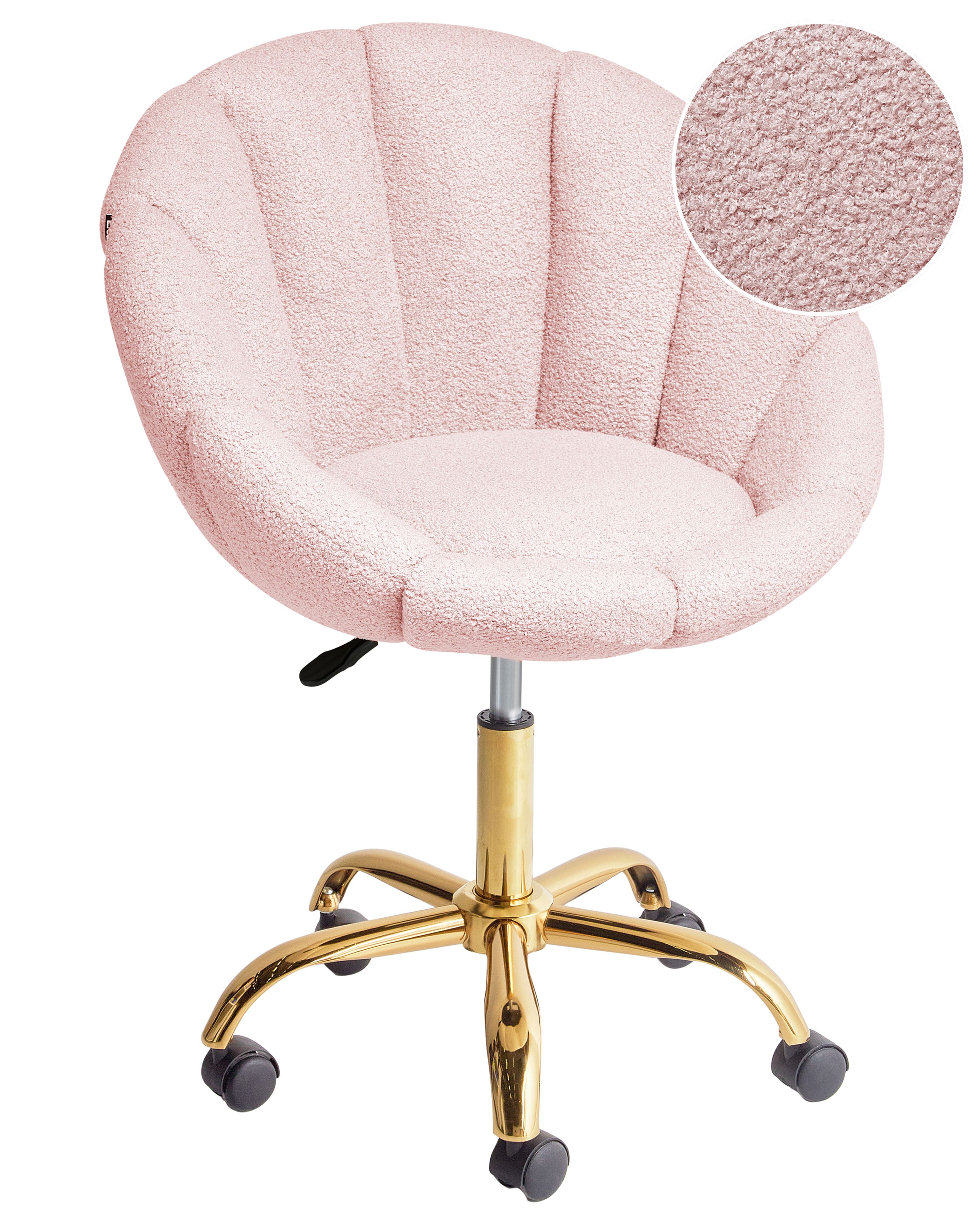 Scaun de birou Pivotant ANNABELLE Boucle Roz pastel | Beliani.ro