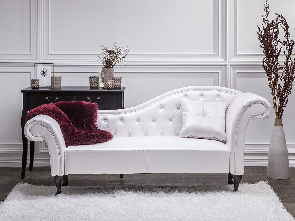Right Hand Faux Leather Chaise Lounge White LATTES Beliani
