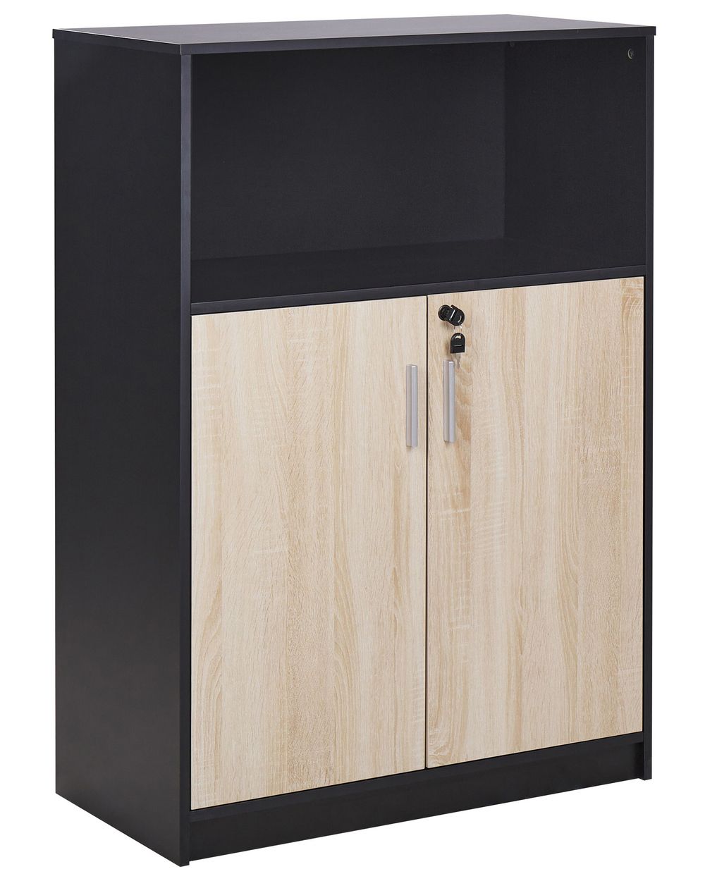 2 Door Storage Cabinet with Shelf Light Wood and Black ZEHNA Beliani