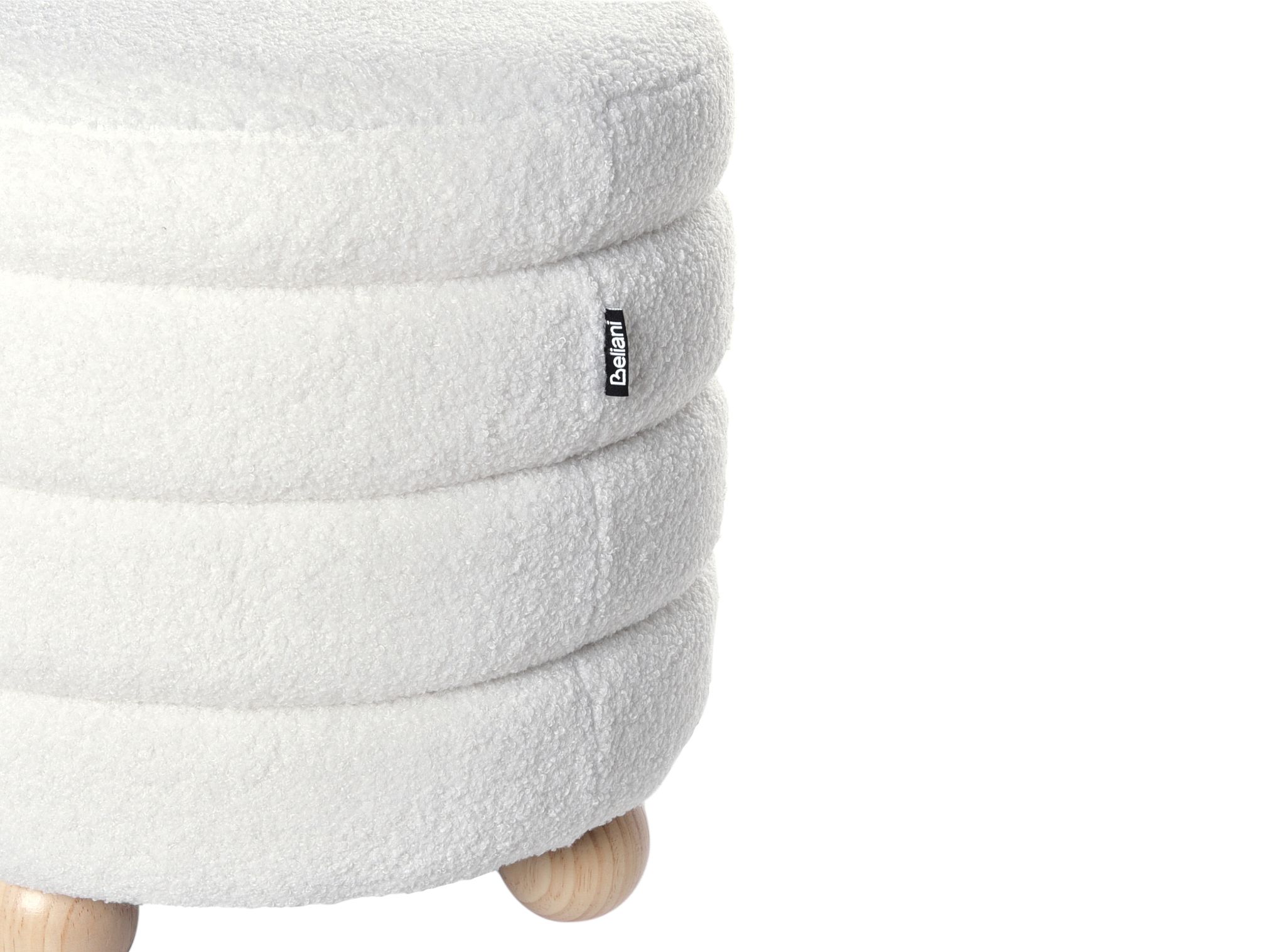 Pouffe CHILLY Boucle Off-White 42 cm 42 cm 41 cm | Beliani.co.uk