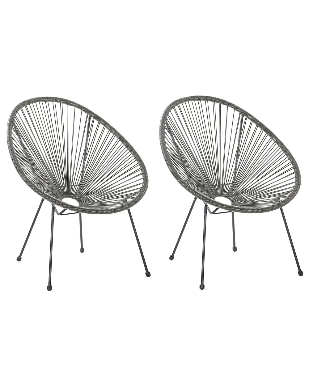 Gartenstuhl 2er Set ACAPULCO II Polyrattan Dunkelgrau | Beliani.de