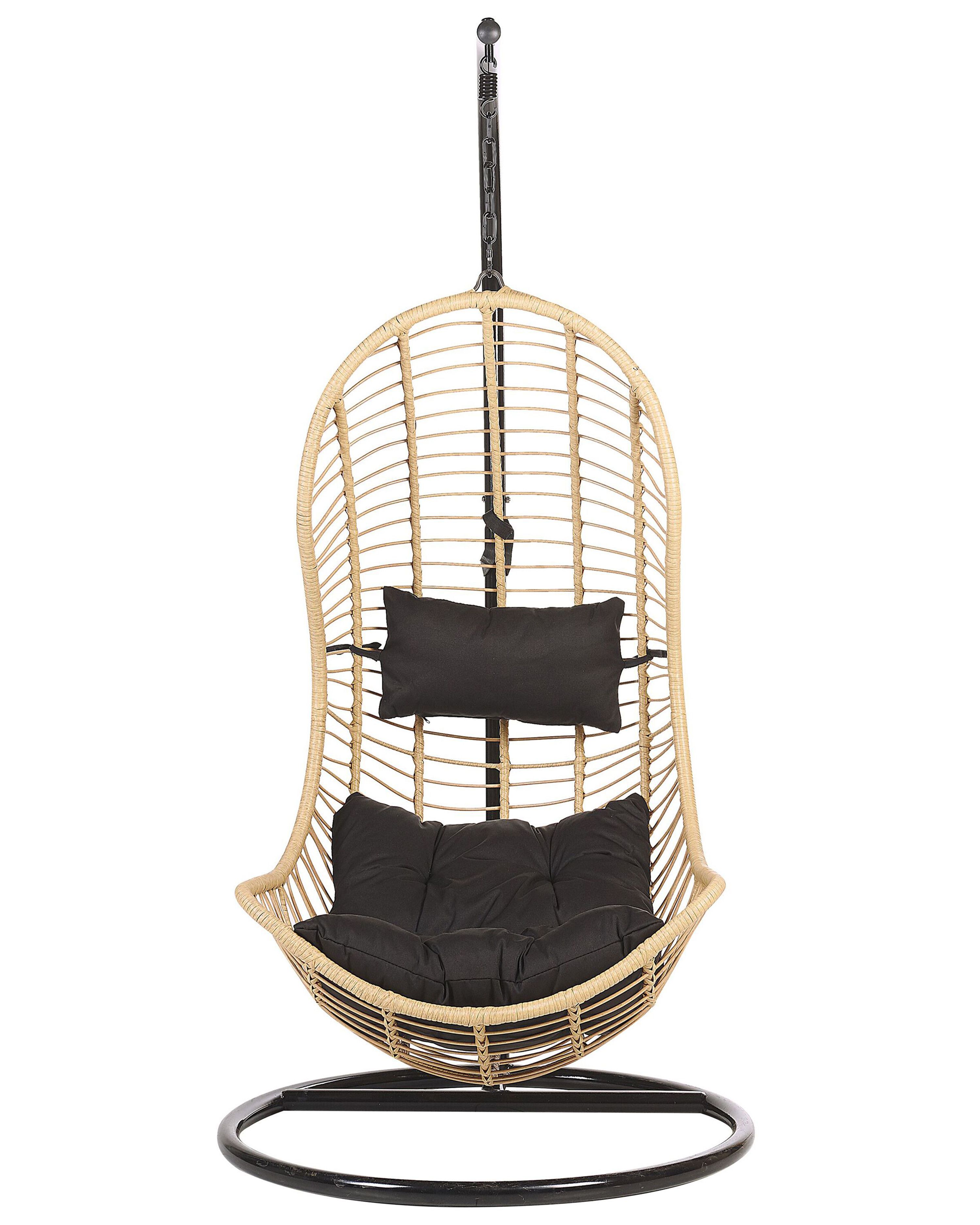 Pe Rattan Hanging Chair With Stand Natural Pineto Uk