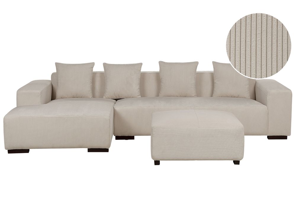 Canapé d'angle 3 places ALTAN Velours Beige Côté droit | Beliani.fr