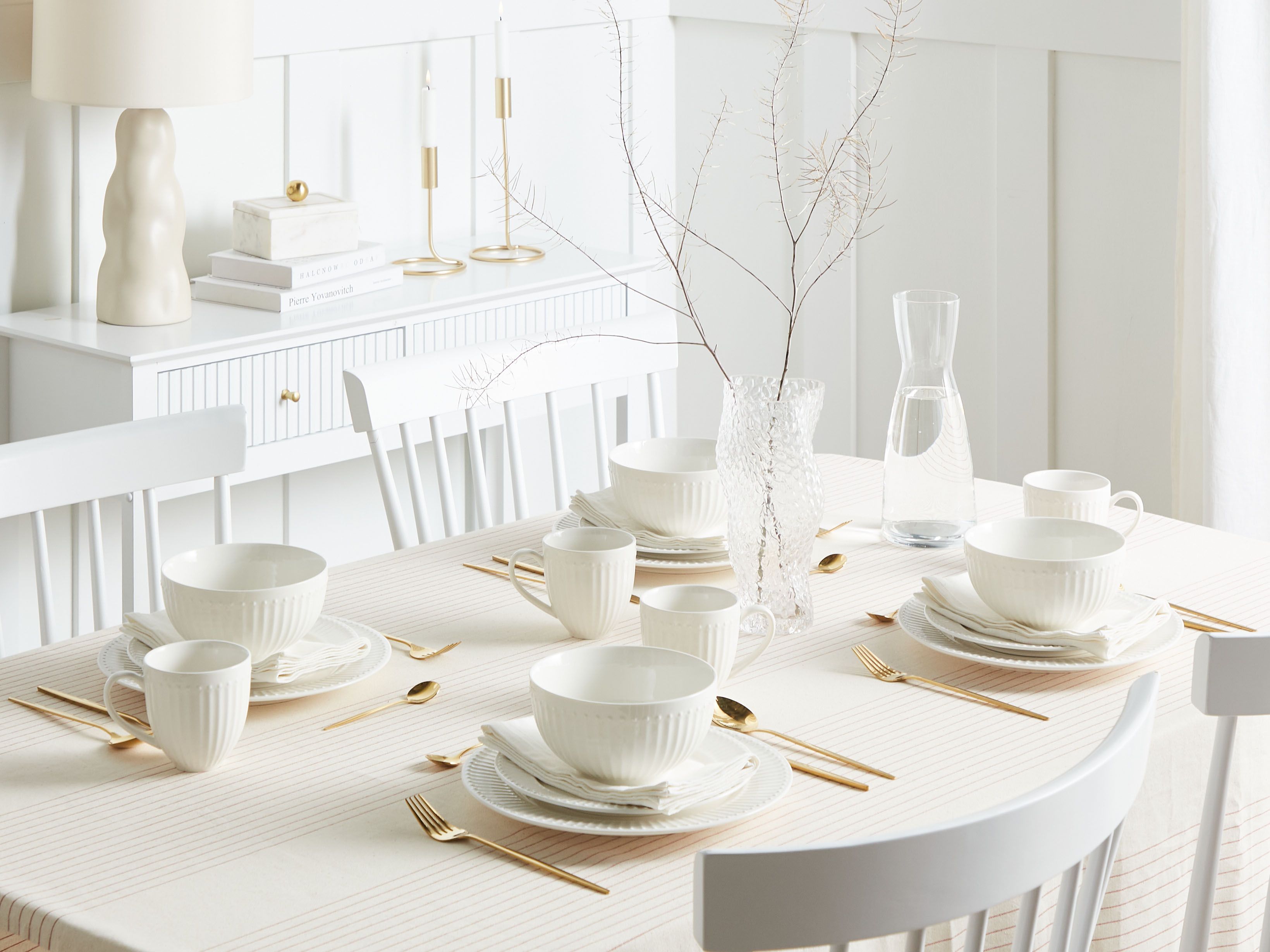 Sett med 16 serviser COWSLIP Porselen Hvit | Beliani.no