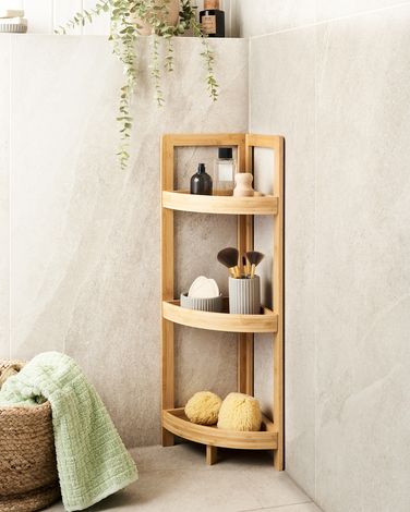 Bamboo Bathroom Shelving Unit Light Wood WAVERLY | Beliani.co.uk