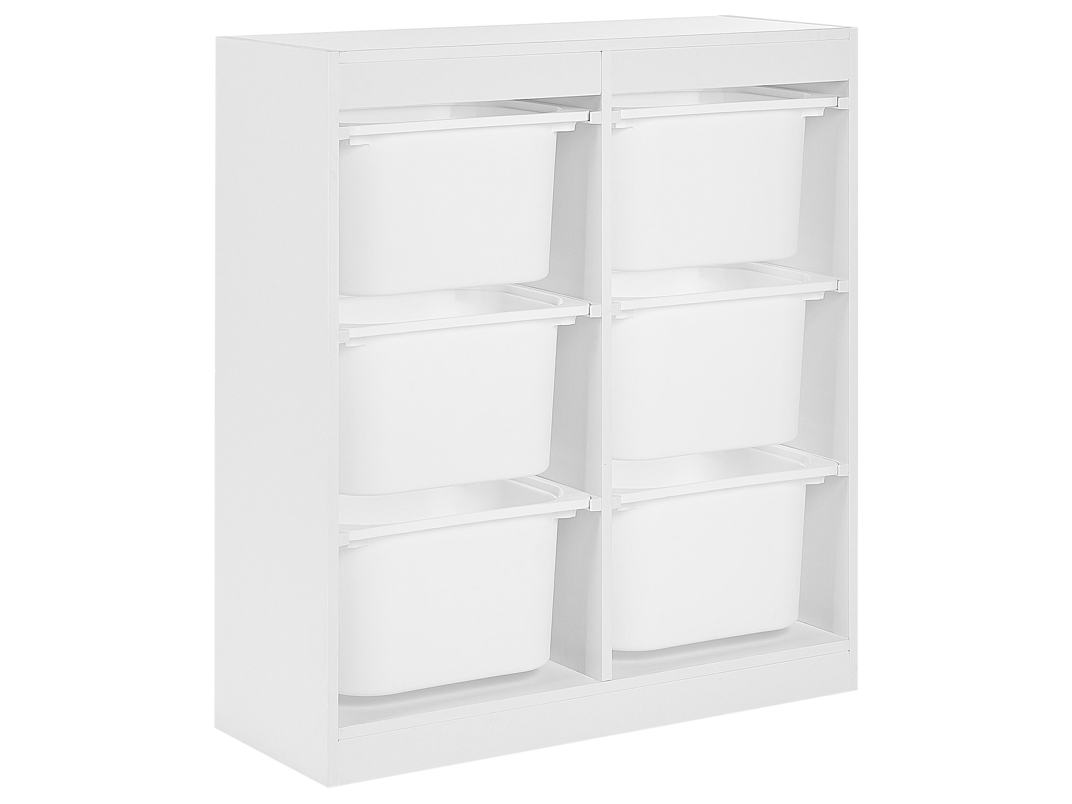 Shelf with 6 Storage Boxes TOBIN Engineered Wood White | Beliani.co.uk