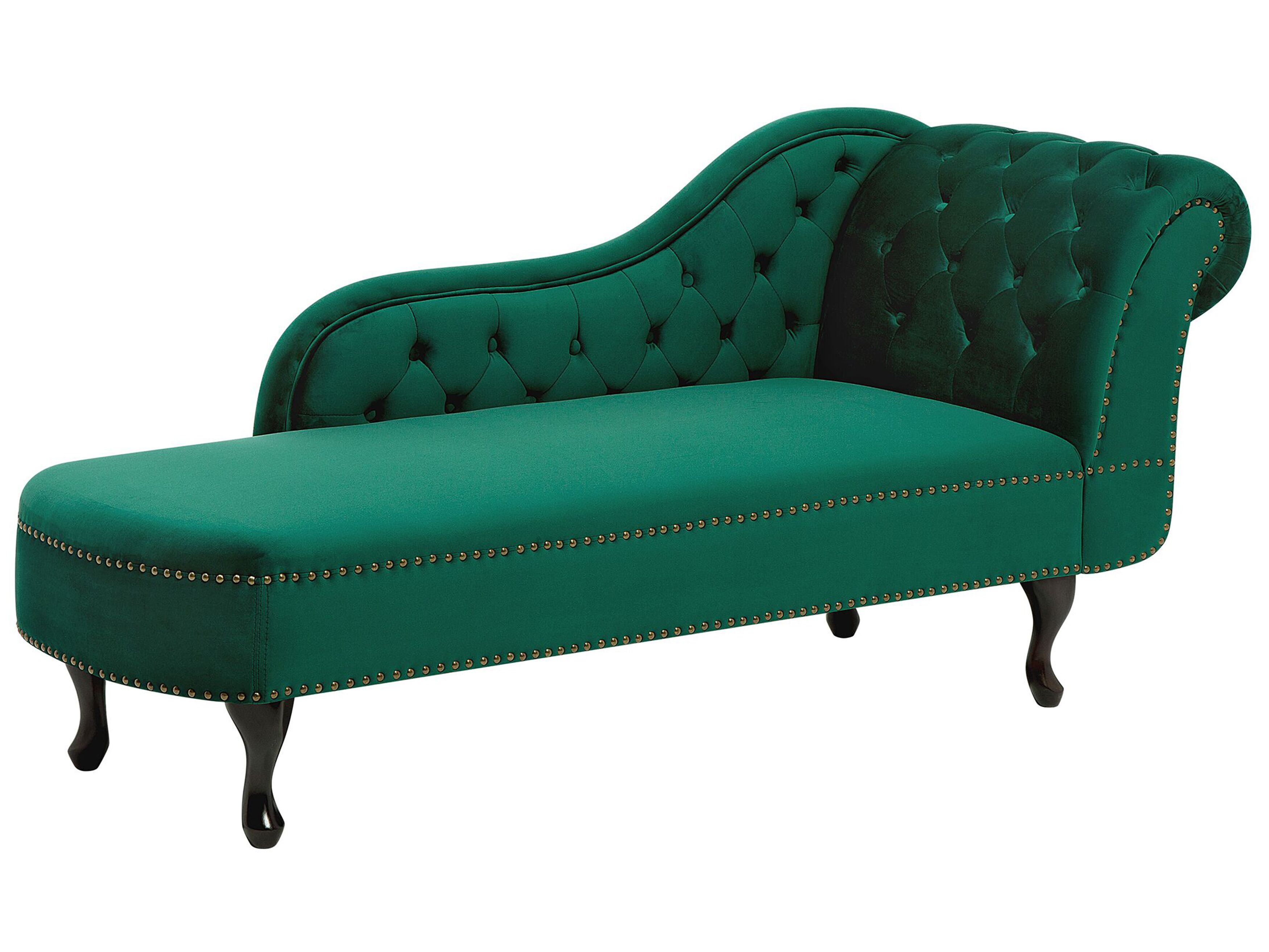 Right-Hand Chaise Lounge NIMES Velvet Green | Beliani.co.uk