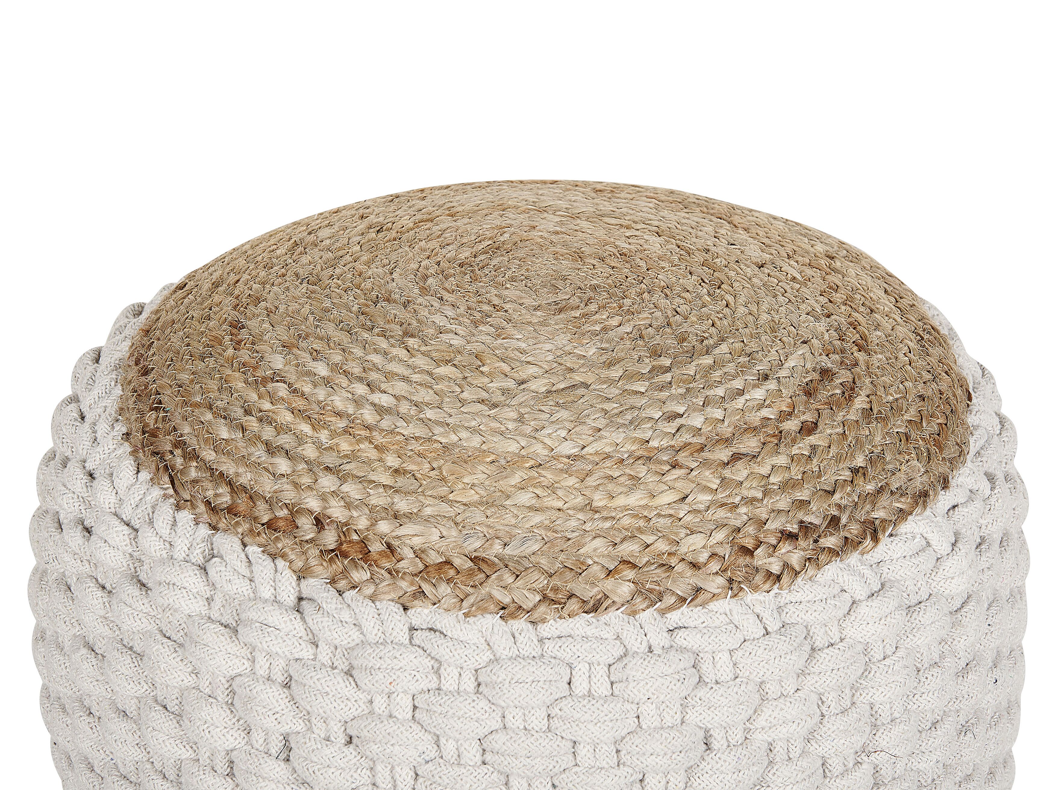 Fehér és bézs pamut kötött puff AIZA | Beliani.hu