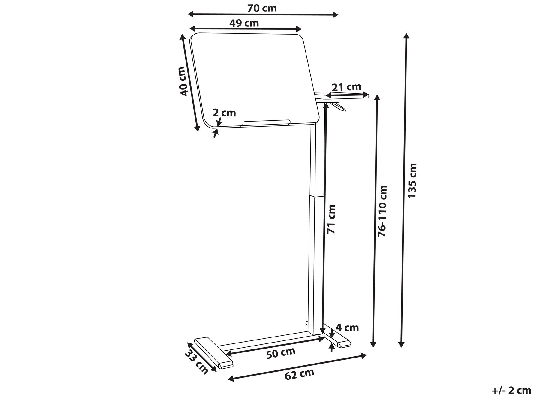 Manuálně nastavitelný stojan na notebook SCHOLA Hnědá/Černá 70 cm 40 cm ...