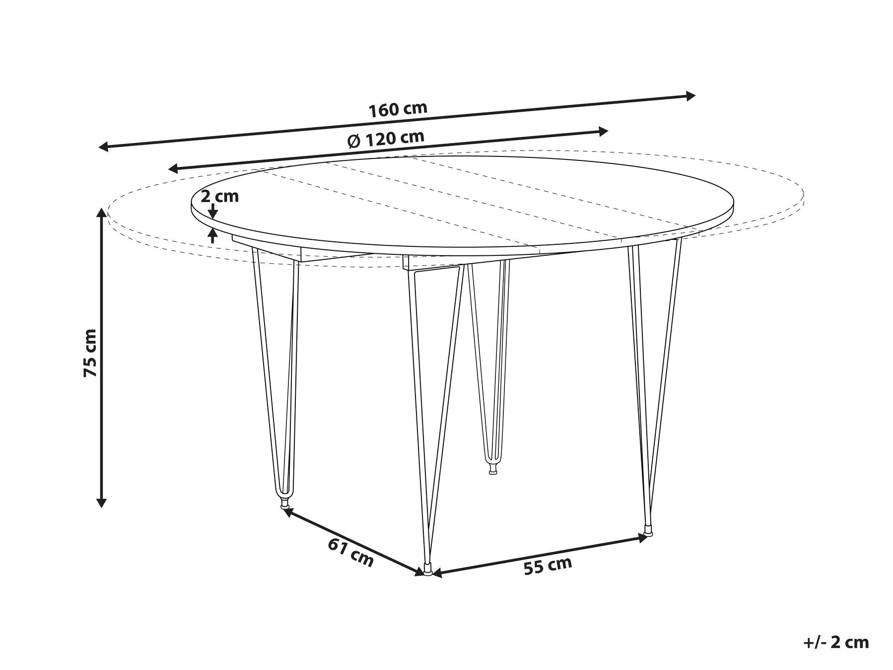 Extending Dining Table LOUISE Brown 120/160 cm 120 cm | Beliani.co.uk