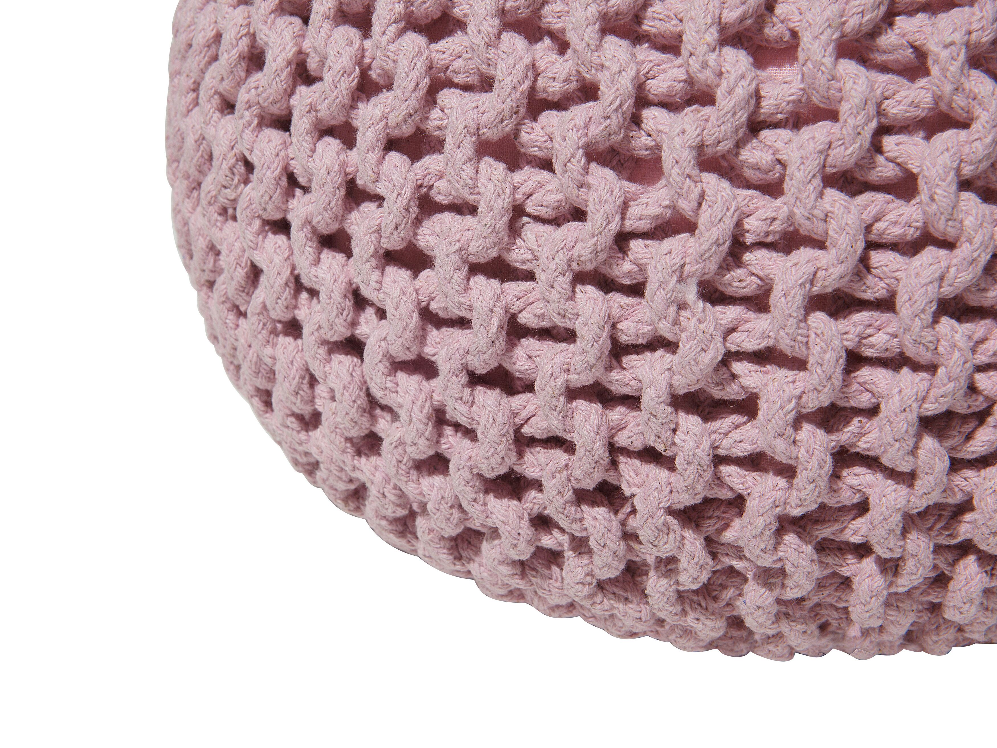 Cotton Knitted Pouffe 40 x 25 cm Pink CONRAD | Beliani.co.uk
