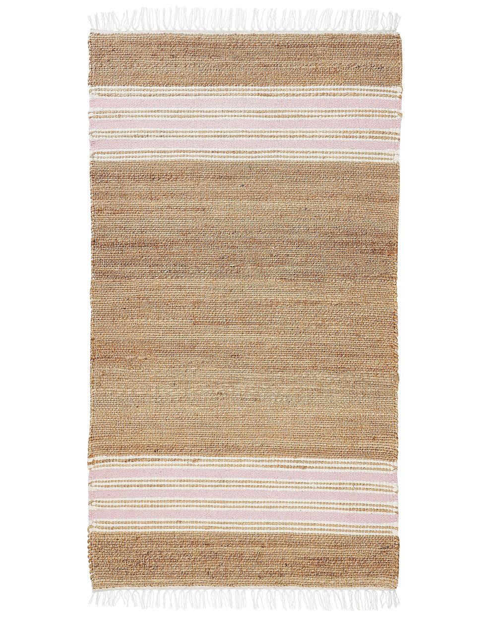Jute Area Rug 80 x 150 cm Beige and Pastel Pink MIRZA | Beliani.co.uk