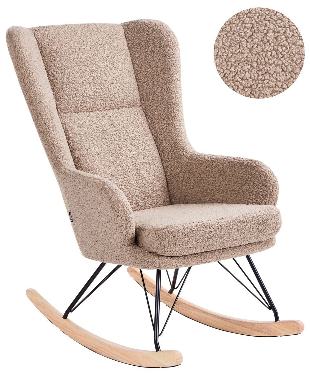 Schommelstoel ANASET Bouclé Zandbeige | Beliani.nl